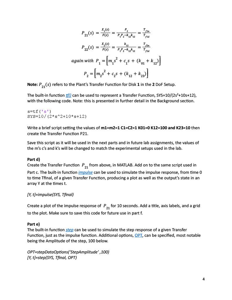 Part c) Consider the following two ODEs for the parts | Chegg.com