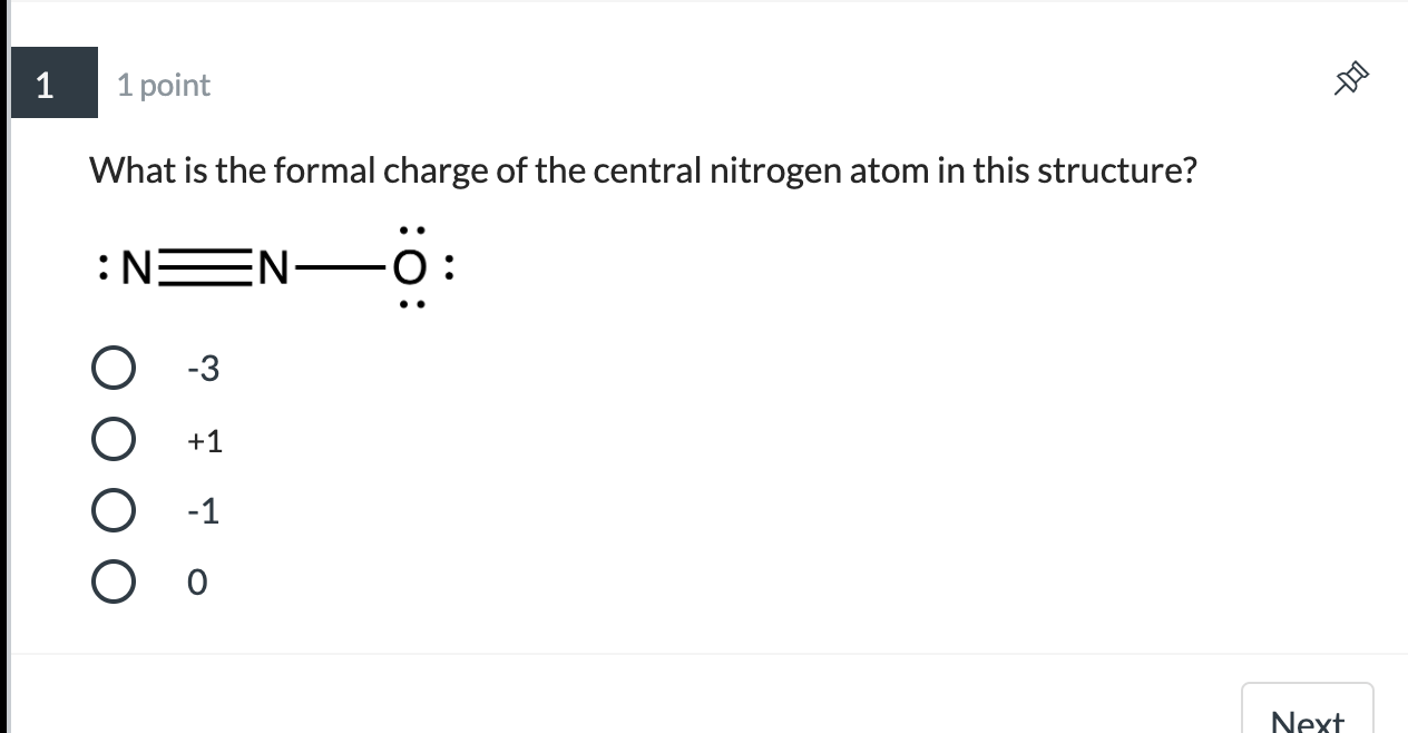 Solved What Is The Formal Charge Of The Central Nitrogen Chegg