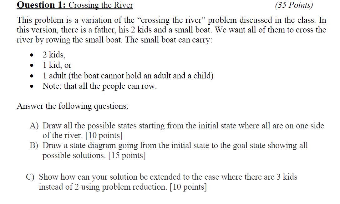 Solved Question 1: Crossing the River (35 Points) This | Chegg.com