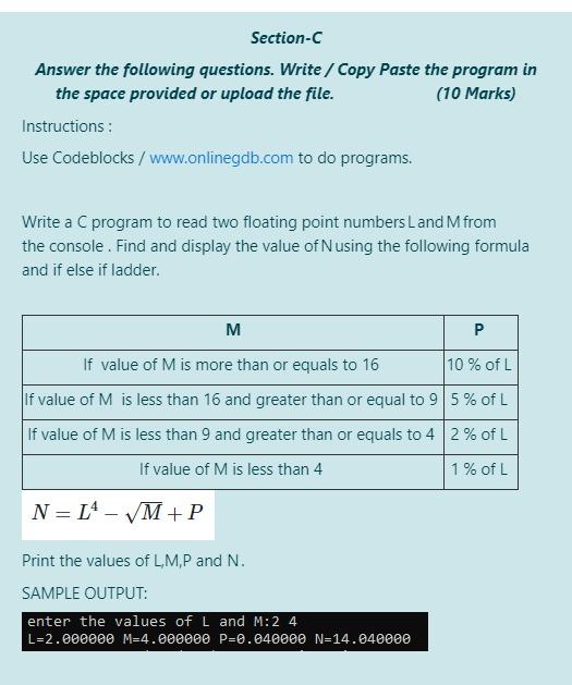 Solved Section-C Answer the following questions. Write / | Chegg.com