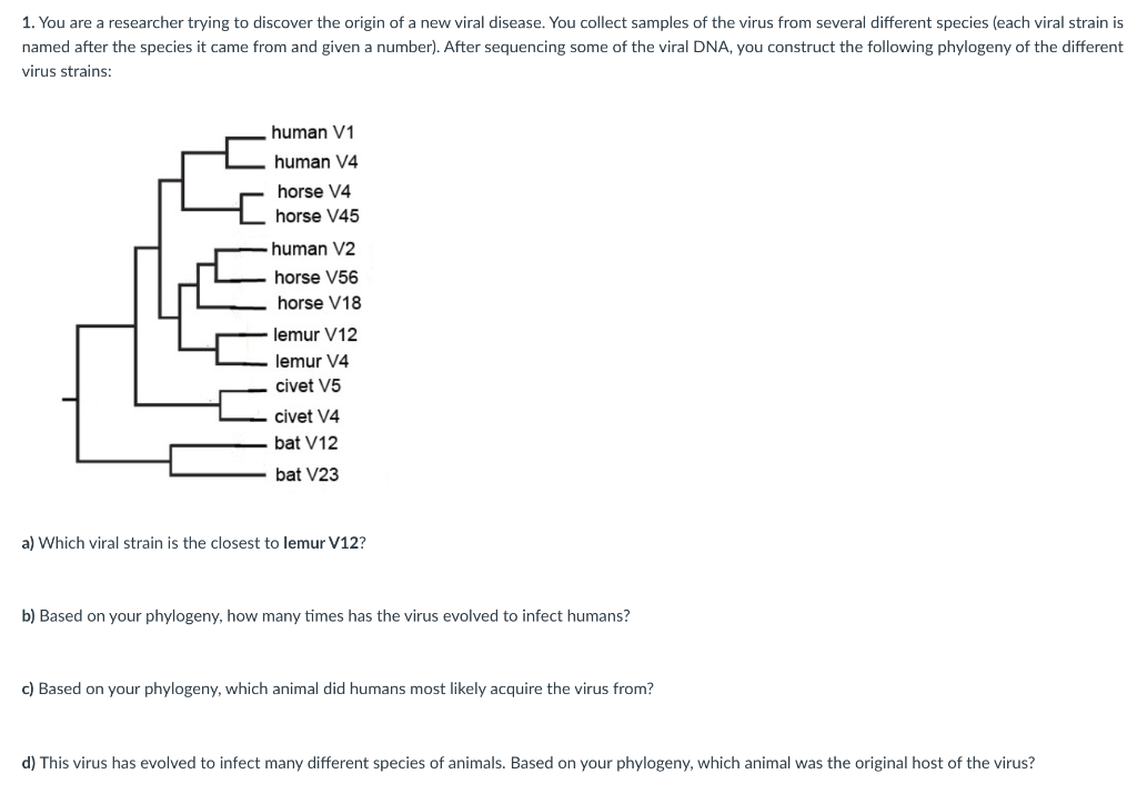 Solved 1. You are a researcher trying to discover the origin | Chegg.com