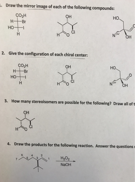 Solved . Draw the mirror image of each of the following | Chegg.com