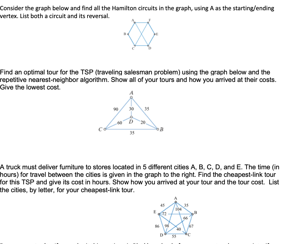 Solved Consider the graph below and find all the Hamilton | Chegg.com