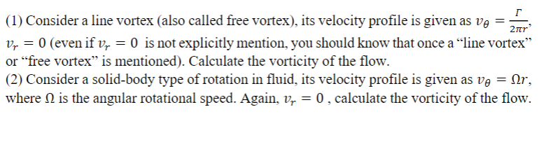 Solved 2r (1) Consider a line vortex (also called free | Chegg.com