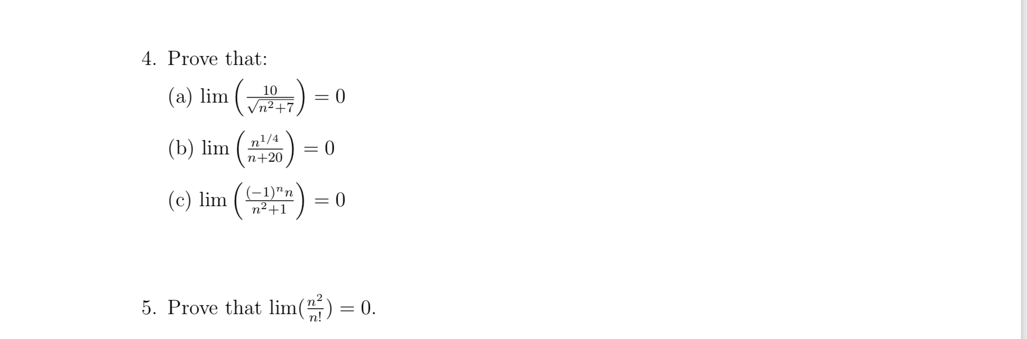 Solved Show using the definition of limit for sequences, ( | Chegg.com