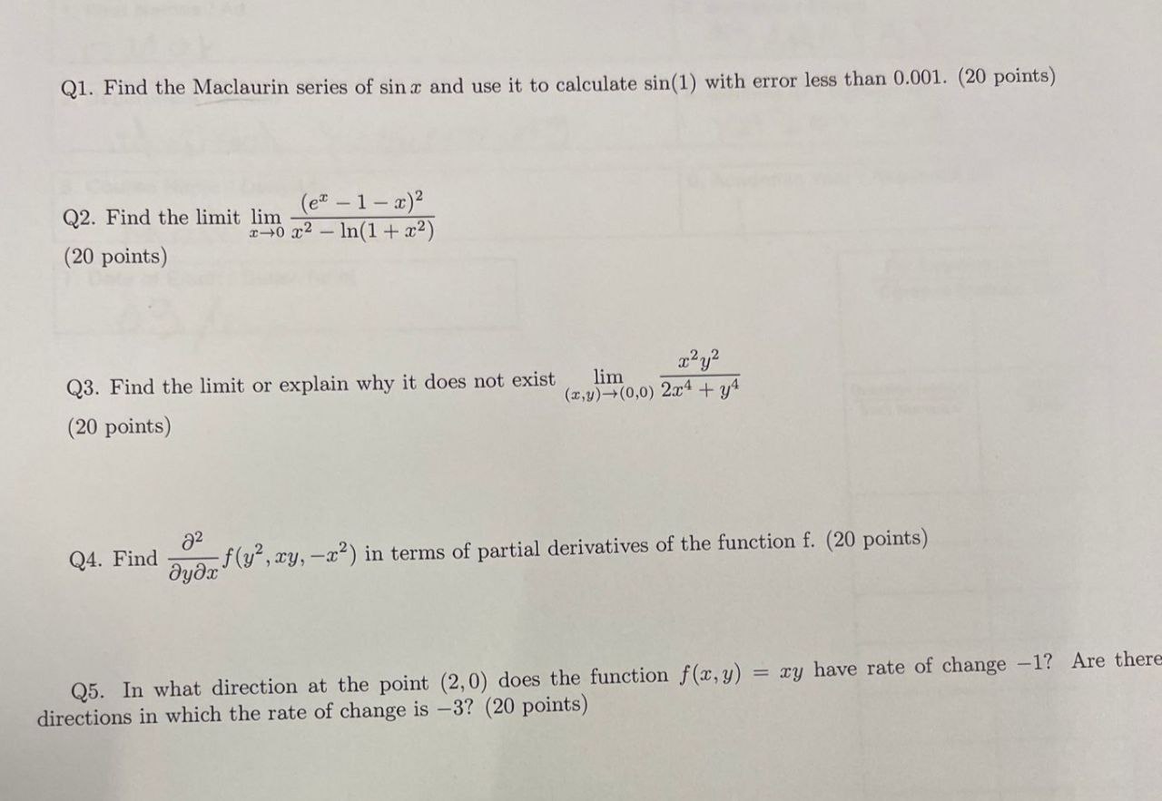 Solved Q1. Find the Maclaurin series of sinx and use it to | Chegg.com