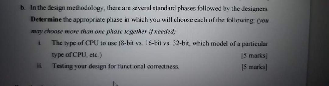 Solved b. In the design methodology, there are several | Chegg.com