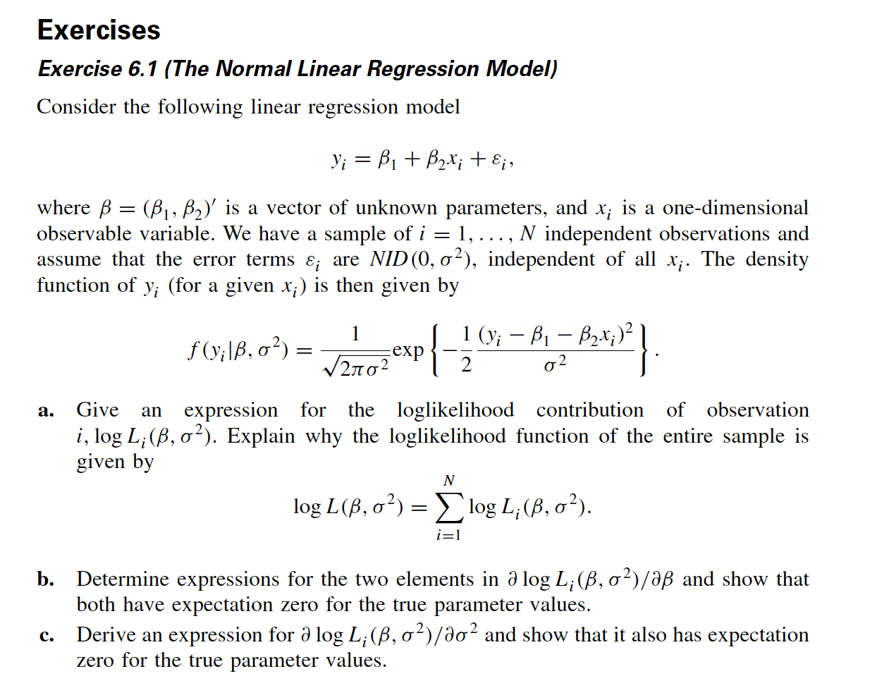 Solved Exercises Exercise 6.1 (The Normal Linear Regression | Chegg.com