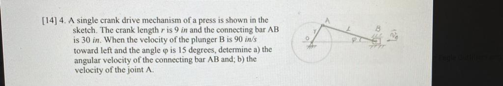 Solved A [14] 4. A single crank drive mechanism of a press | Chegg.com