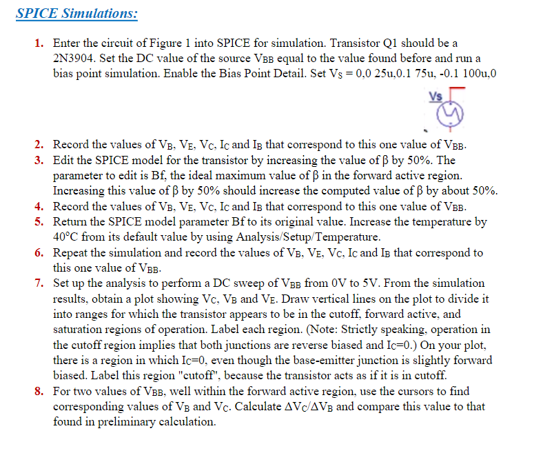 1'ure 4PICE Simulations: 1. Enter the circuit of | Chegg.com