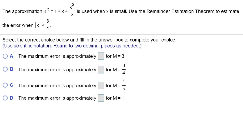 Solved The Approximation E 1 X Is Used When X Is Chegg Solved The Approximation E 1 X Is Used When X Is Chegg