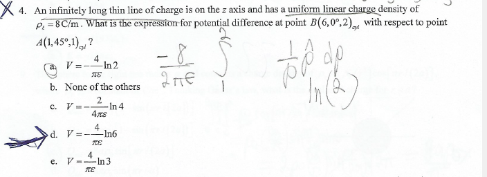Solved X 4. An infinitely long thin line of charge is on the | Chegg.com