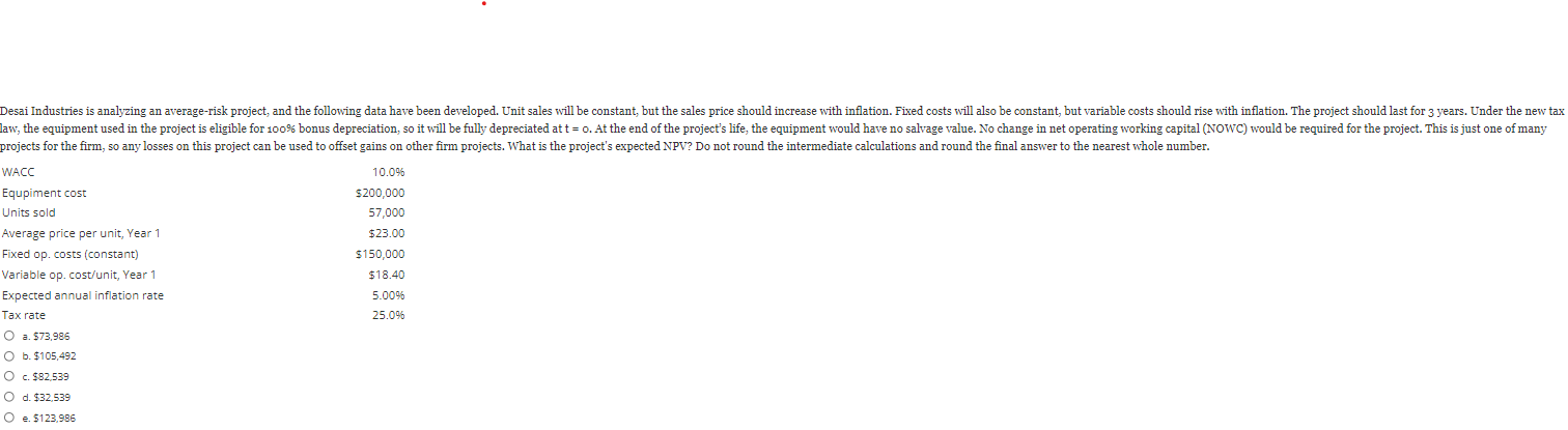 Solved WACC Equpiment cost Units sold Average price per | Chegg.com