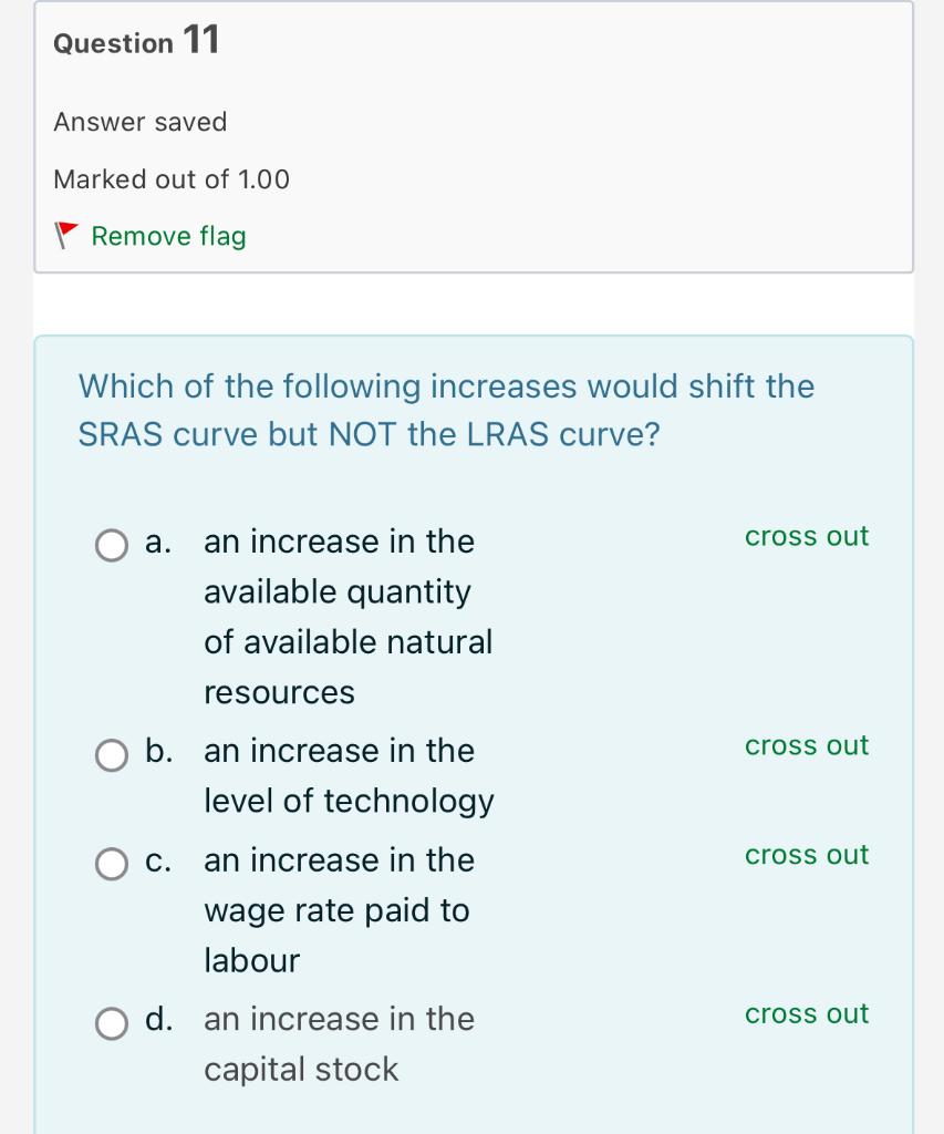 Solved Which of the following increases would shift the SRAS | Chegg.com