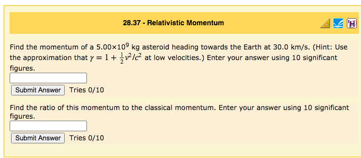 Solved 28.37 - Relativistic Momentum Find the momentum of a | Chegg.com
