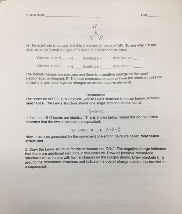 Solved Student Name Date: Lewis Structures Worksheet General | Chegg.com