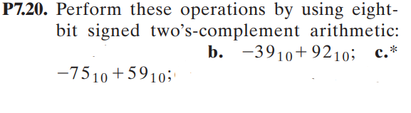 Solved P7.20. Perform these operations by using eightbit | Chegg.com