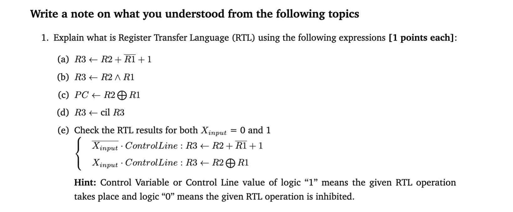 Solved 1.Explain what is Register Transfer Language (RTL) | Chegg.com