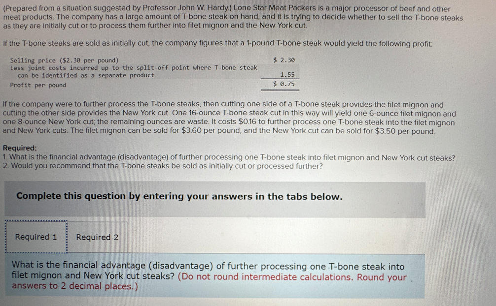 Solved (Prepared from a situation suggested by Professor | Chegg.com