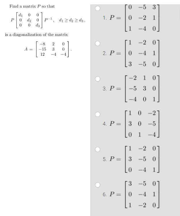 Solved Find a matrix P so that... rest of question in | Chegg.com