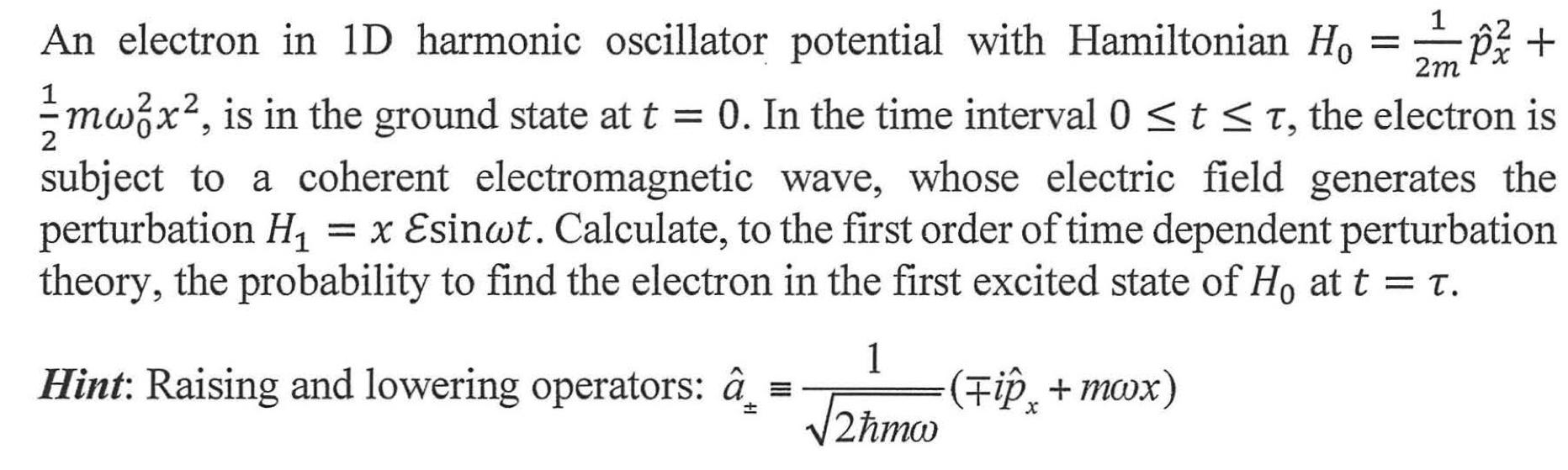 Solved An electron in 1D harmonic oscillator potential with | Chegg.com