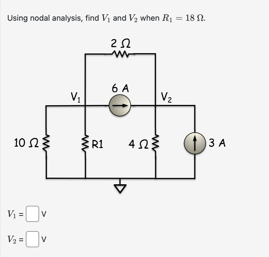 Solved Using nodal analyUsing nodal analysis, find V1 ﻿and | Chegg.com