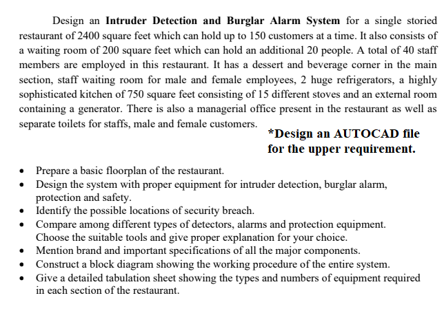 Solved Design an Intruder Detection and Burglar Alarm System | Chegg.com
