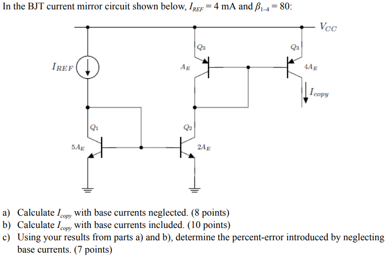 Solved In the BJT current mirror circuit shown below, IREF = | Chegg.com