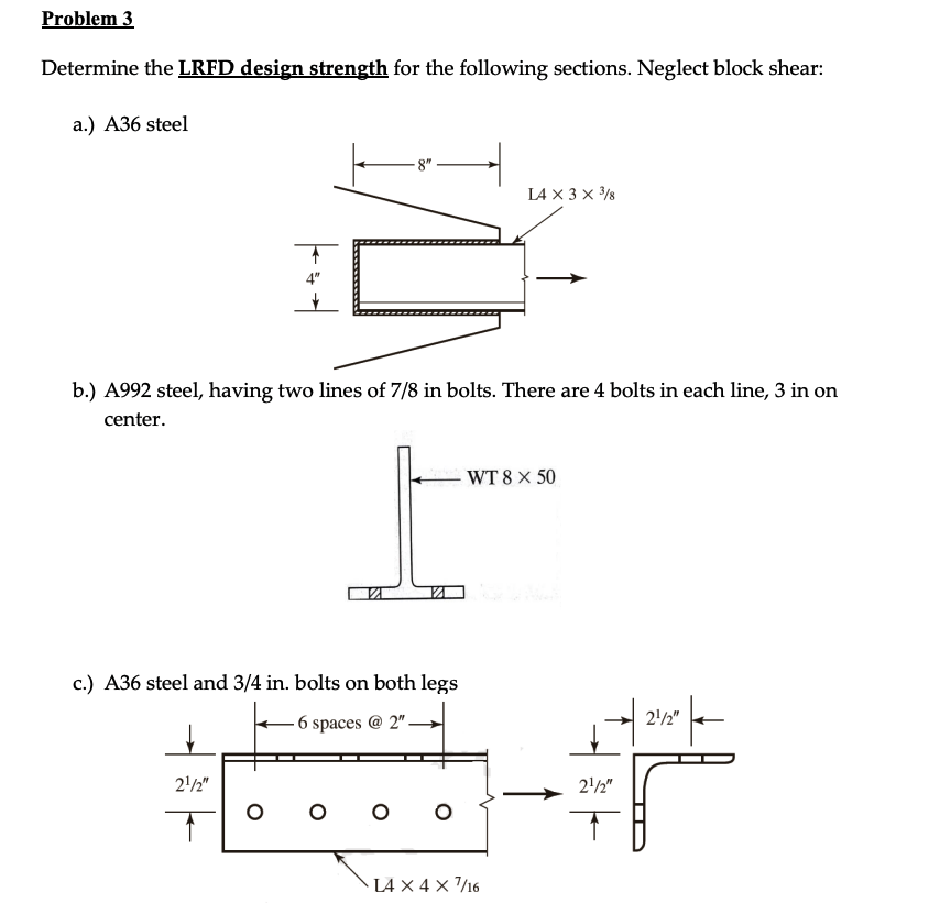 Solved Determine the LRFD design strength for the following | Chegg.com