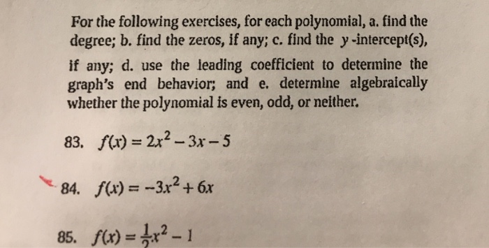Solved For the following exercises, for each polynomial, a. | Chegg.com