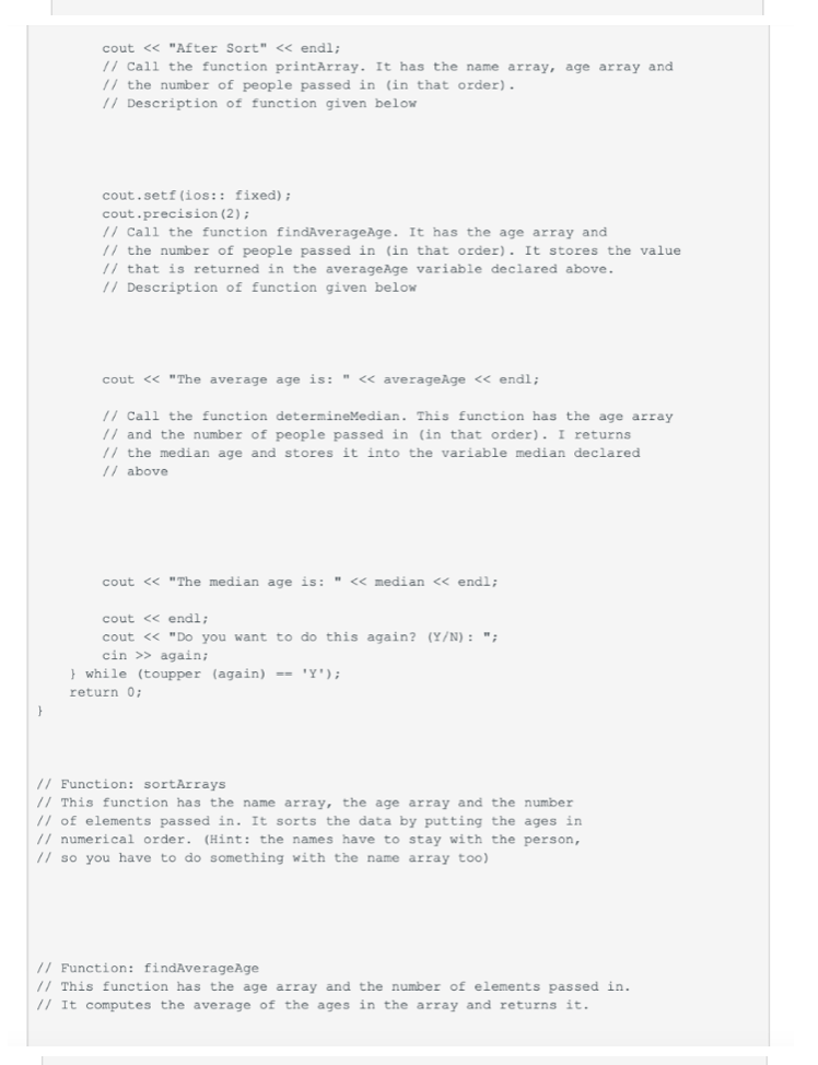 Solved Complete the main that is given. There are comments | Chegg.com