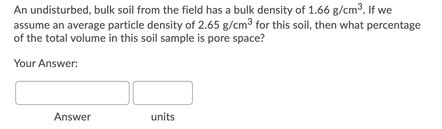Solved a An undisturbed, bulk soil from the field has a bulk | Chegg.com