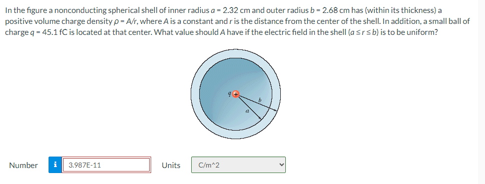 Solved In the figure a nonconducting spherical shell of | Chegg.com