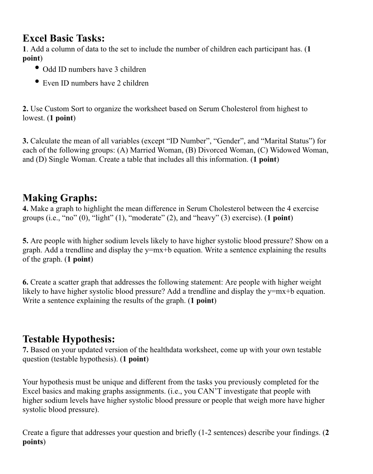 Solved Excel Basic Tasks:Add a column of data to the set to | Chegg.com