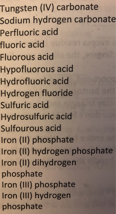Solved Tungsten (IV) carbonate Sodium hydrogen carbonate | Chegg.com