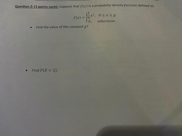 Solved Question 2: ( 3 points each): Suppose that f(x) is a | Chegg.com