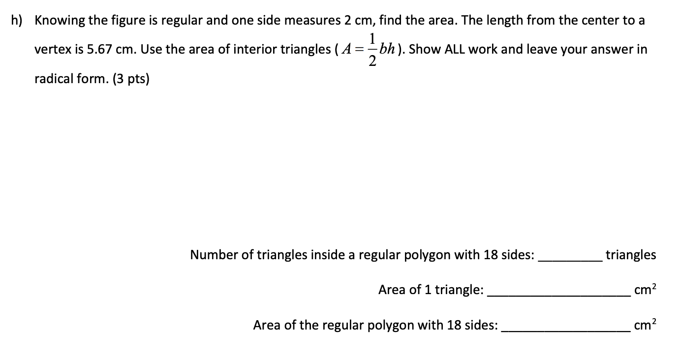 Solved Picture a regular polygon with 18 sides. Show ALL | Chegg.com