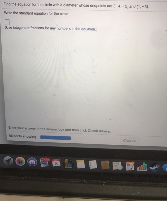 Solved Find the equation for the circle with a diameter | Chegg.com