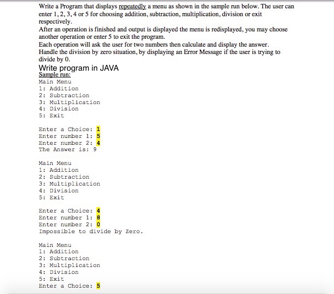 Solved Write A Program That Displays Repeatedly A Menu As