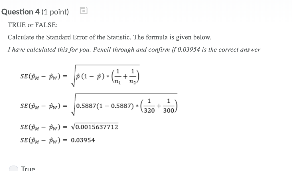 Solved ion 4 1 Point TRUE Or FALSE Calculate The Chegg