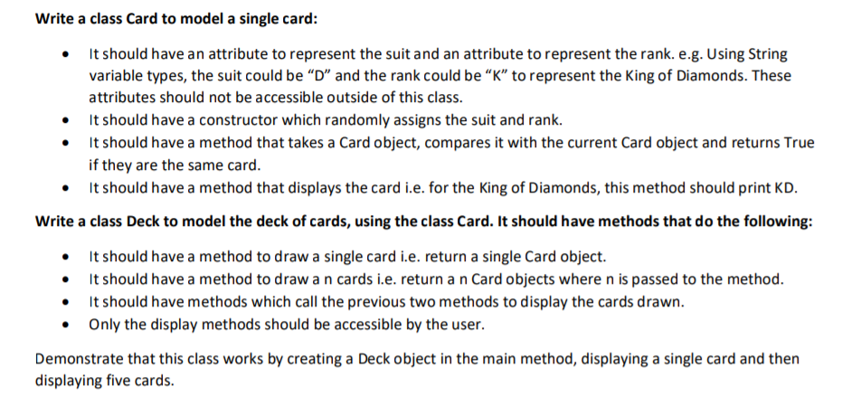 Solved Write a class Card to model a single card: • It | Chegg.com