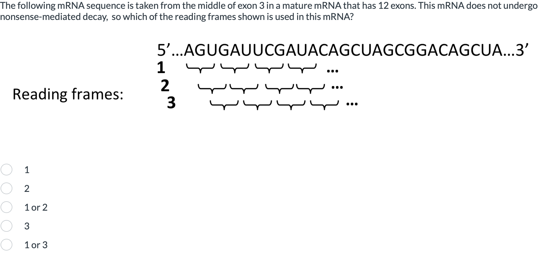 Solved he following mRNA sequence is taken from the middle | Chegg.com