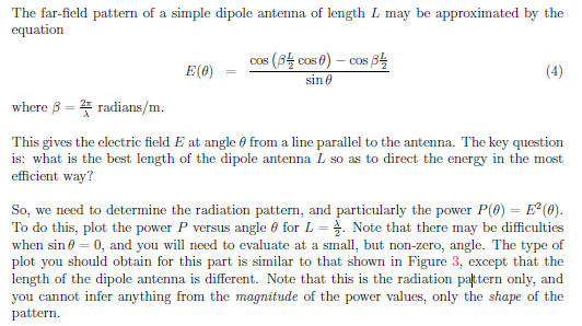 The far-field pattern of a simple dipole antenna of | Chegg.com