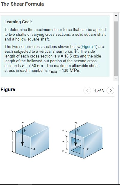 Solved The Shear Formula Learning Goal: To determine the | Chegg.com