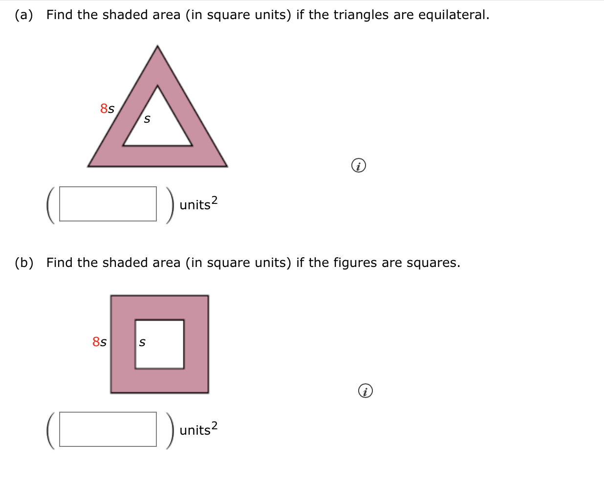 Solved (a) Find the shaded area (in square units) if the | Chegg.com
