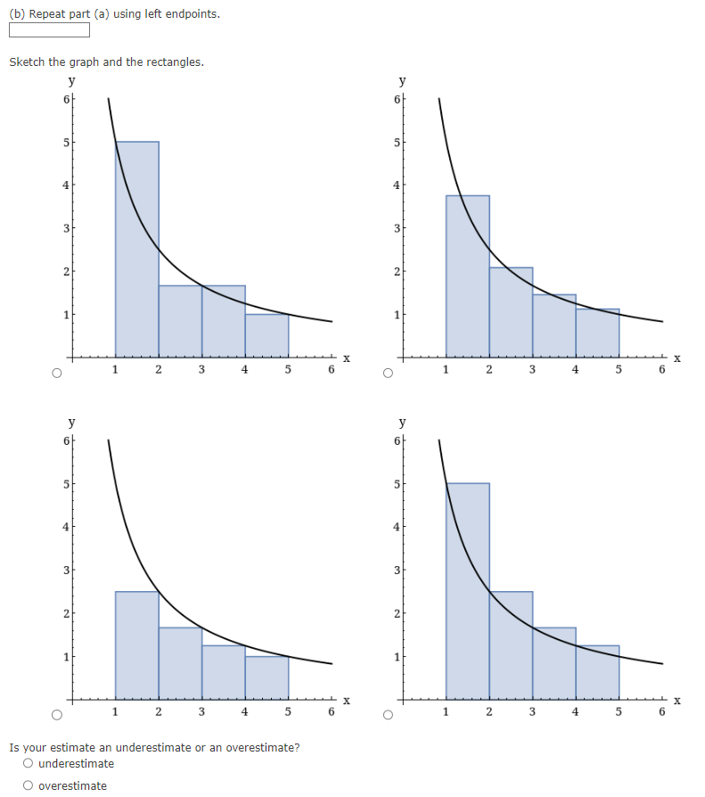 Solved (a) Estimate the area under the graph of f(x)=5/x | Chegg.com