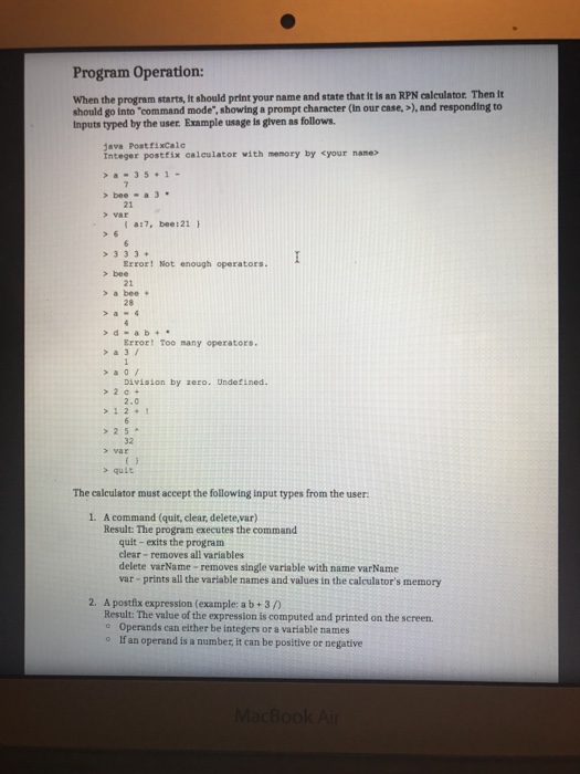 Solved Program Integer Postfix Calculator In This Program