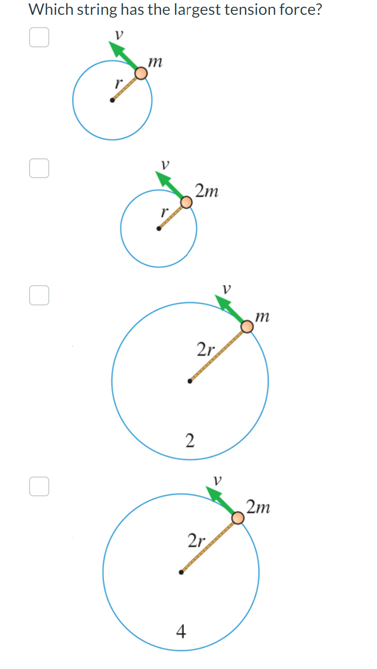 Solved Which string has the largest tension force? | Chegg.com