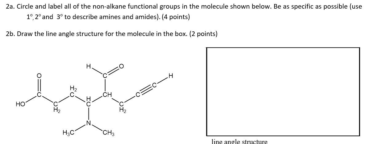 Solved 2a. Circle and label all of the non-alkane functional | Chegg.com