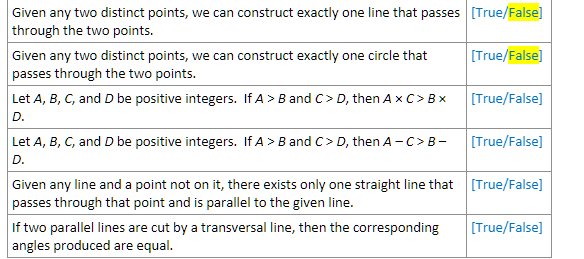Solved \begin{tabular}{|l|l|} Given any two distinct points, | Chegg.com